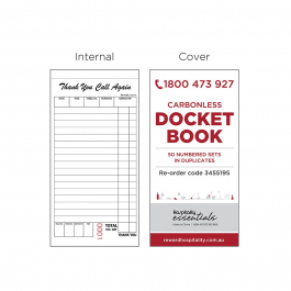 Duplicate Carbonless Docket Book 50 Sheet 170mm x 85mm | Southern Hospitality