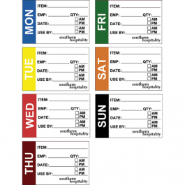 Removable 75mm Square Day Labels - Roll of 250 | Southern Hospitality