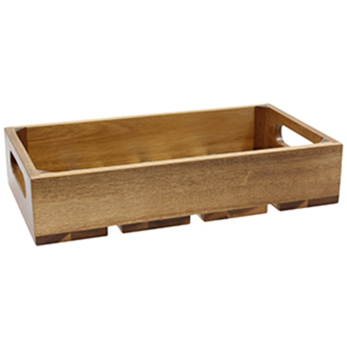 Tablecraft Wooden Crate 1/3GN Acacia Wood 70mmH | Southern Hospitality